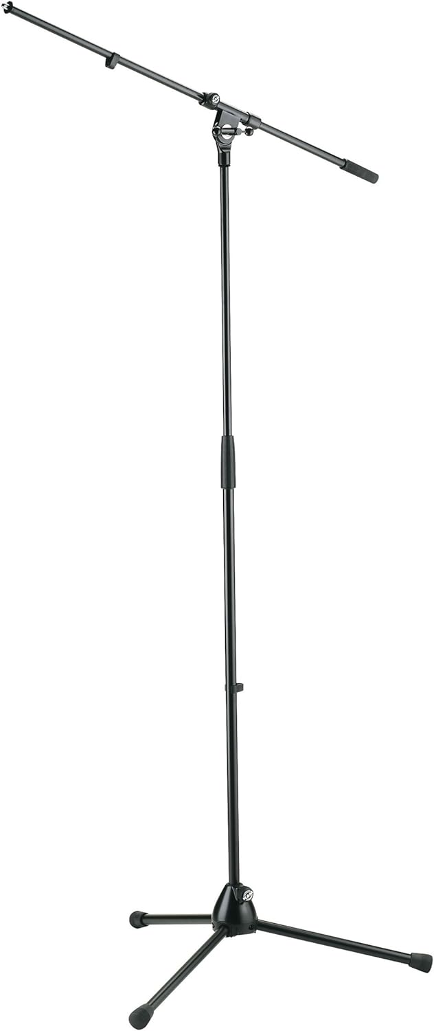 K&M 21020.500.55 Microphone Stand with Boom Arm - 35.433 to 63.189 Inch Height - Black