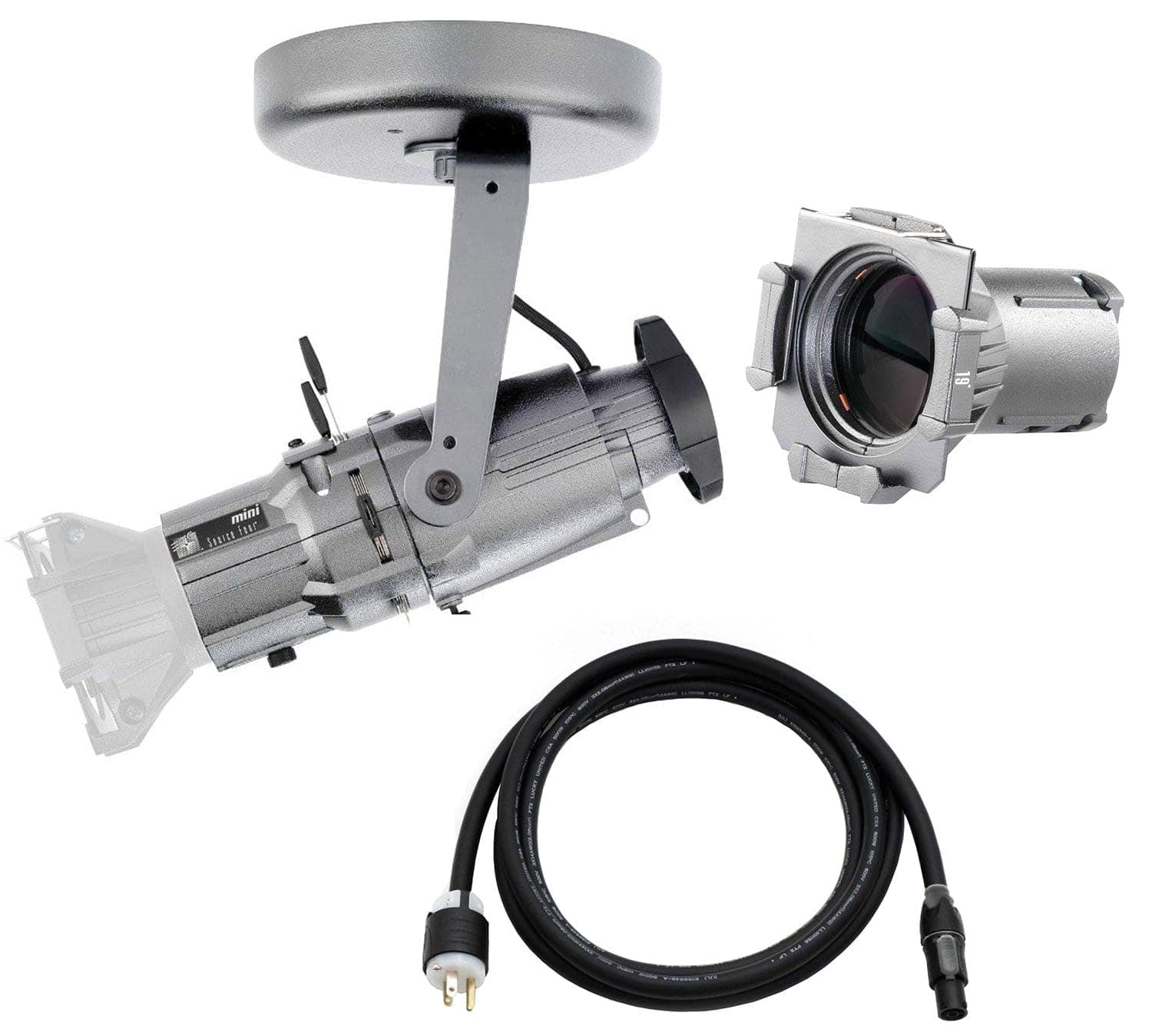 ETC Source Four Mini Gallery LED Ellipsoidal 3000 K - 19-Degree Lens Tube with Edison Plug - Silver