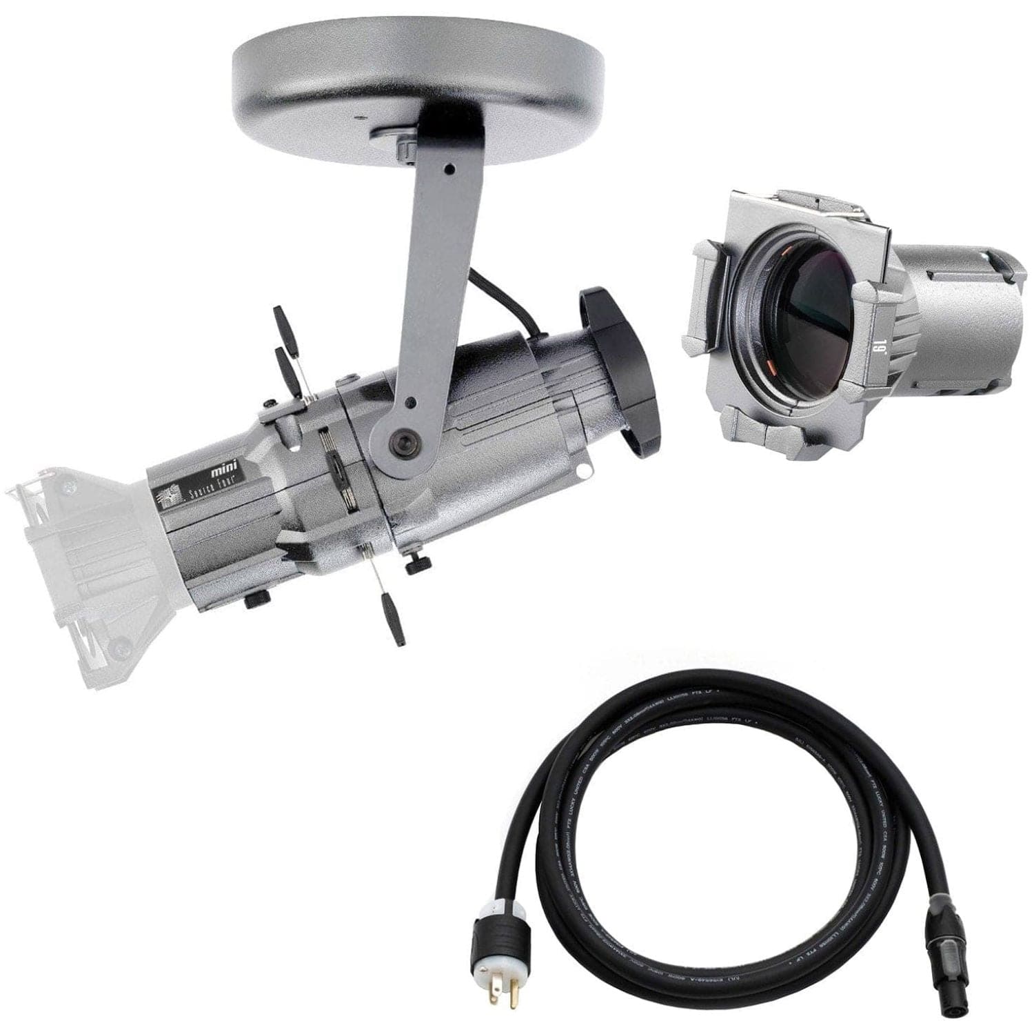 ETC Source Four Mini LED Ellipsoidal 5000 K with 19-Degree Lens Tube and Edison Plug - Silver (Canop