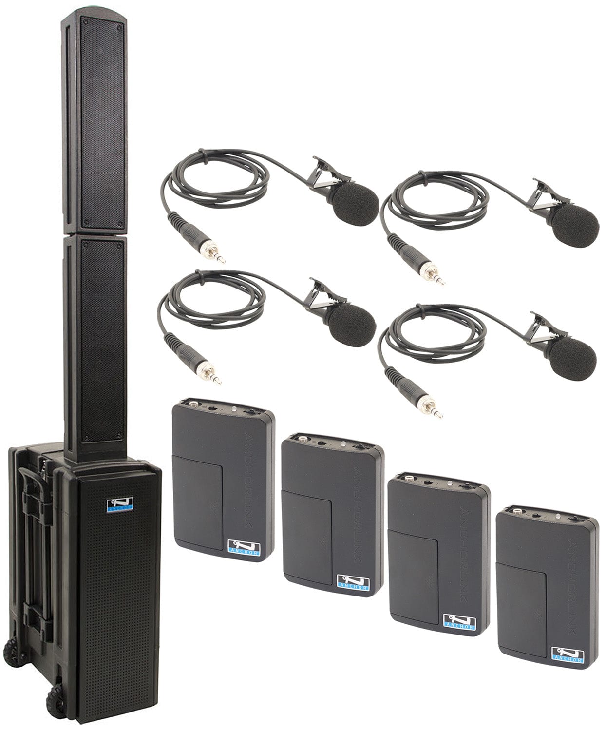 Anchor Audio 815460 Beacon 2 System X4 - Anchor Air / 4x Lapel Wireless ...
