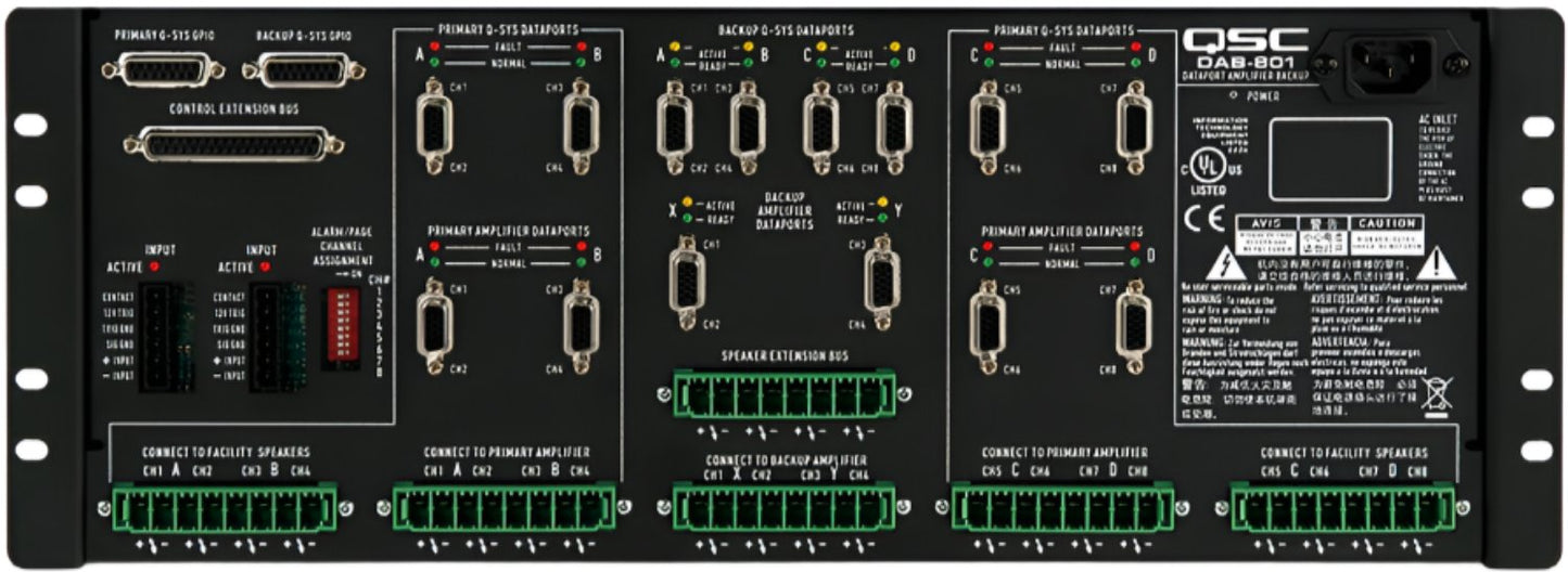 Q-SYS DAB-801 8-Channel DataPort Amplifier Backup Panel