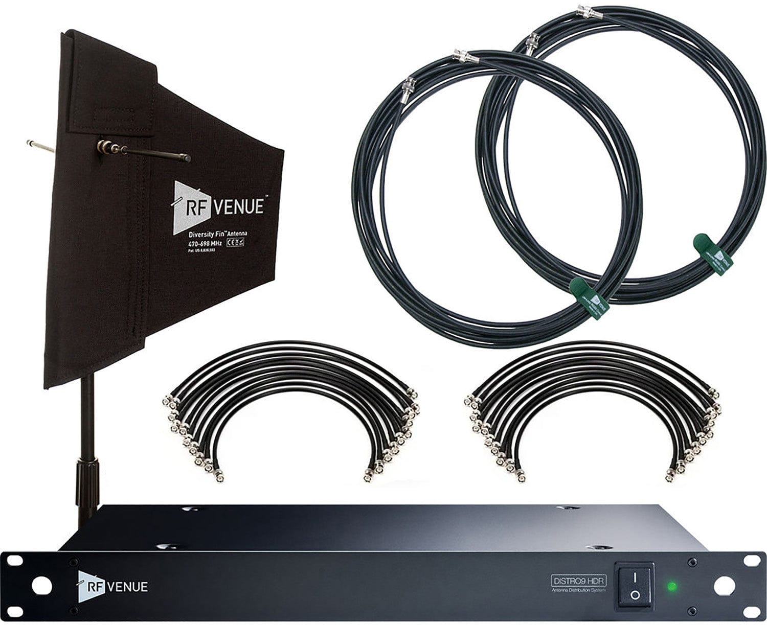 RF Venue DFIND9 DISTRO9 HDR 9-Channel Antenna Distributor Pack with ...