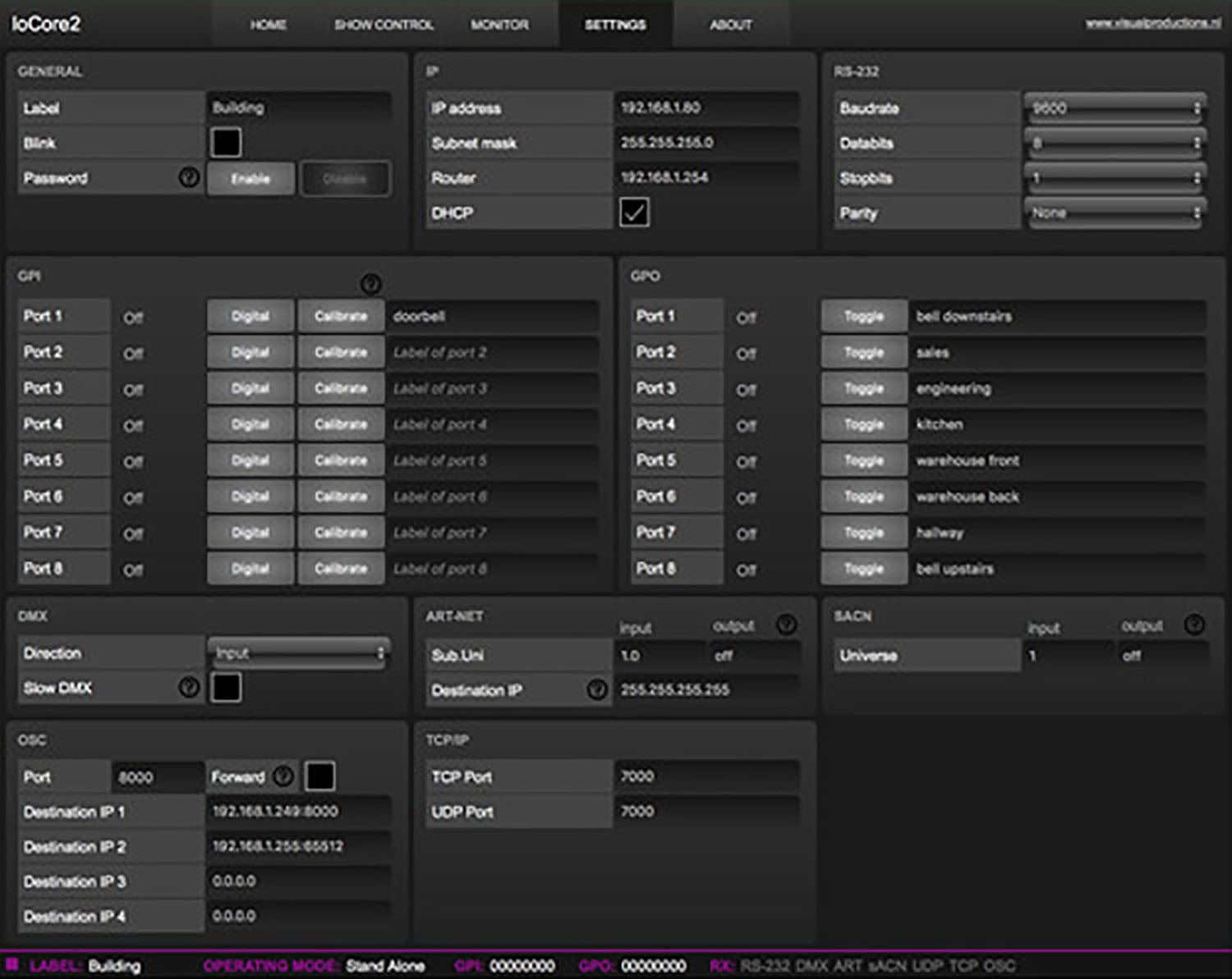 Antari IoCore2 GPI and GPO Interface with RS-232 and DMX