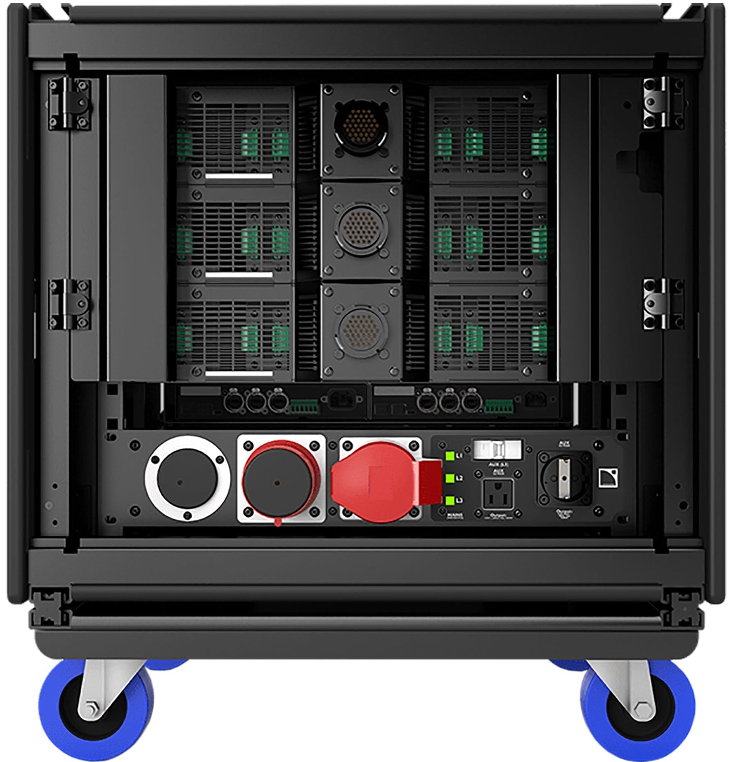 L-Acoustics LA-RAK III Touring Rack III - 9U with 3x LA7.16 / 2x LS10 / Power Distribution Panels