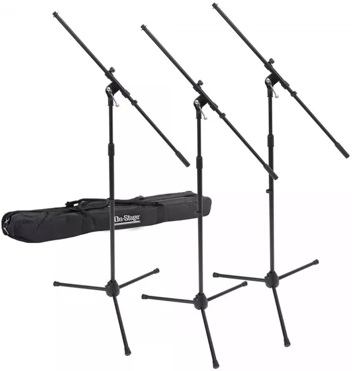 On-Stage MSP7703 Three Euro Boom Microphone Stands with Bag | Solotech