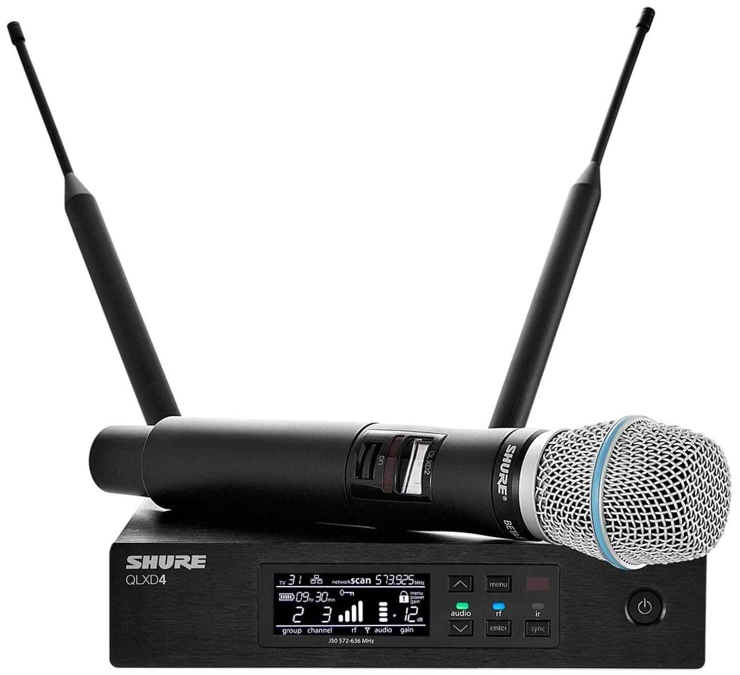 Shure QLXD24 Wireless System with QLXD2/BETA87A Handheld Transmitter ...