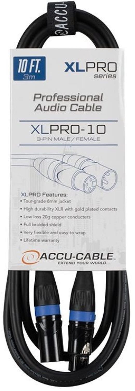 Accu-Cable 10-Foot PRO XLR Male to XLR Female Microphone Cable
