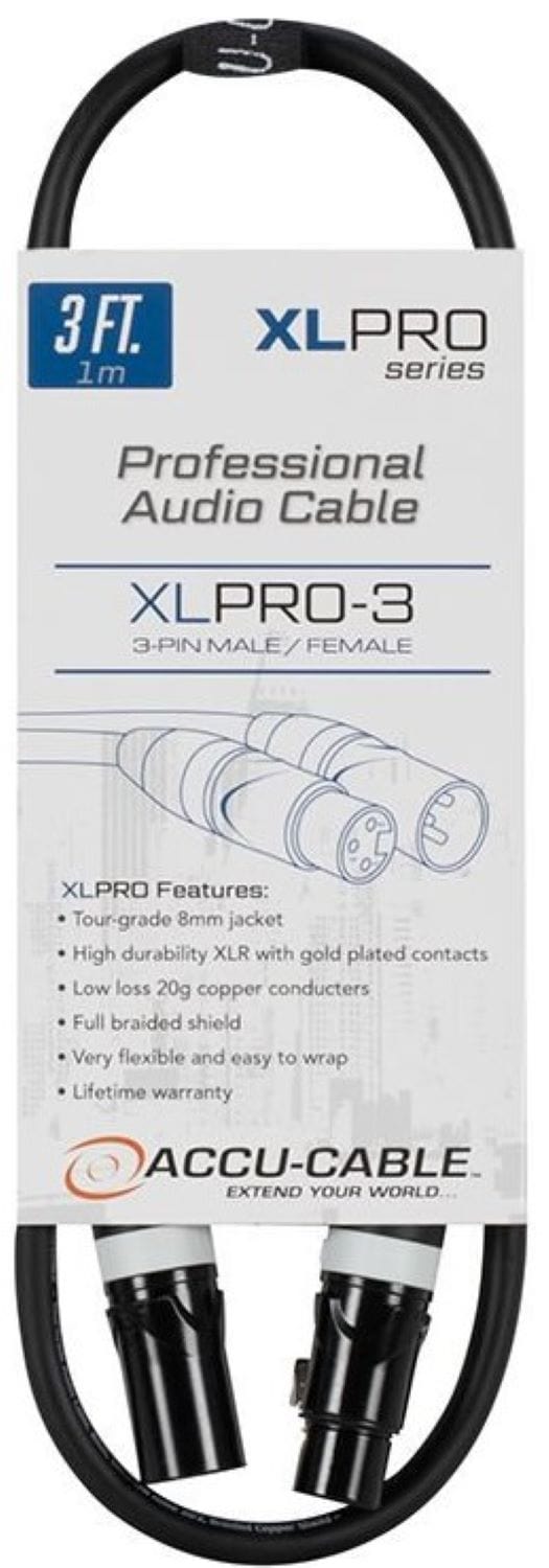 Accu-Cable 3-Foot PRO XLR Male to XLR Female Microphone Cable