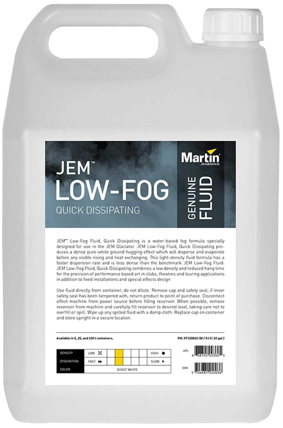 Martin JEM Low-Fog Fluid Quick Dissipating 5L