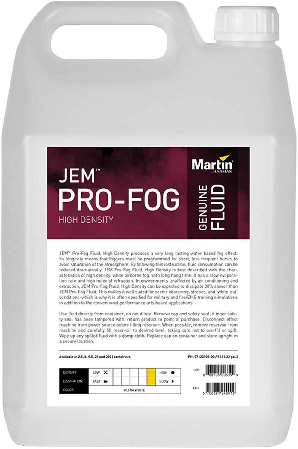 Martin JEM Pro-Fog Fluid High Density 5L – Solotech
