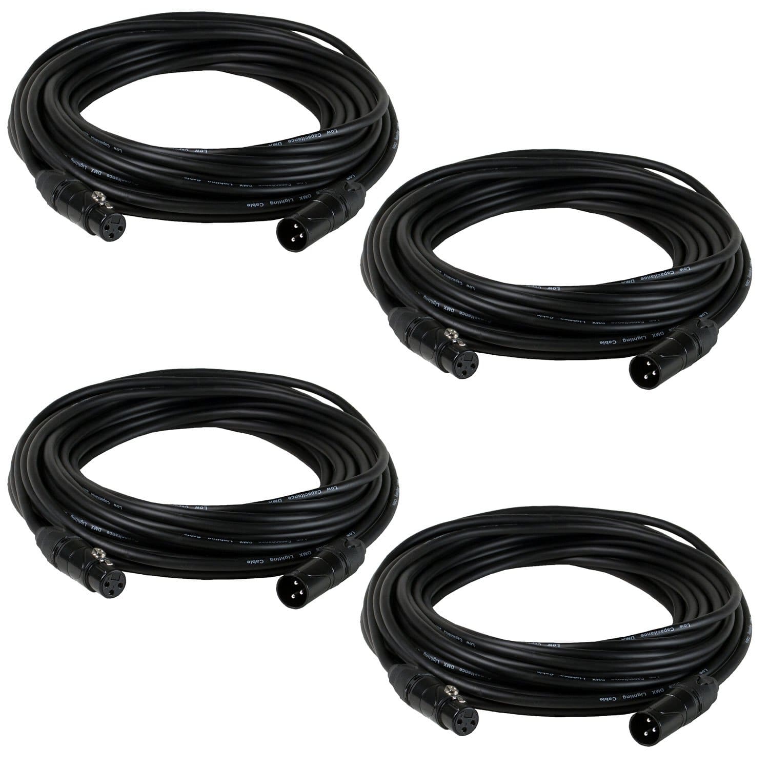 100ft 3-Pin DMX Lighting Cable 4-Pack