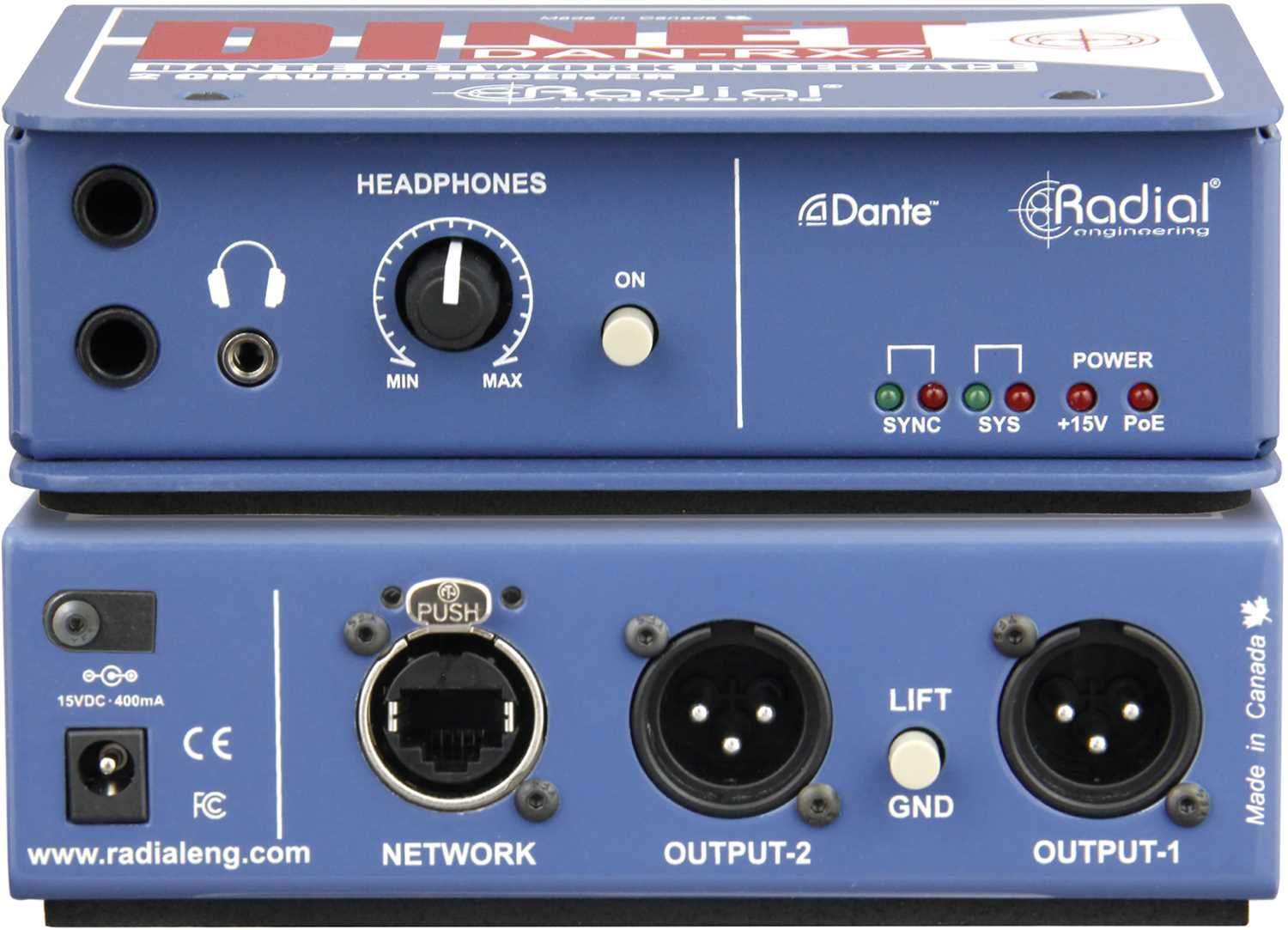 Radial DiNet DAN-RX2 Dante Network Receiver