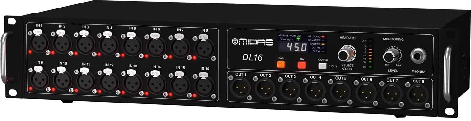 Midas DL16 16-Input 8-Output Digital Stage Box | Solotech