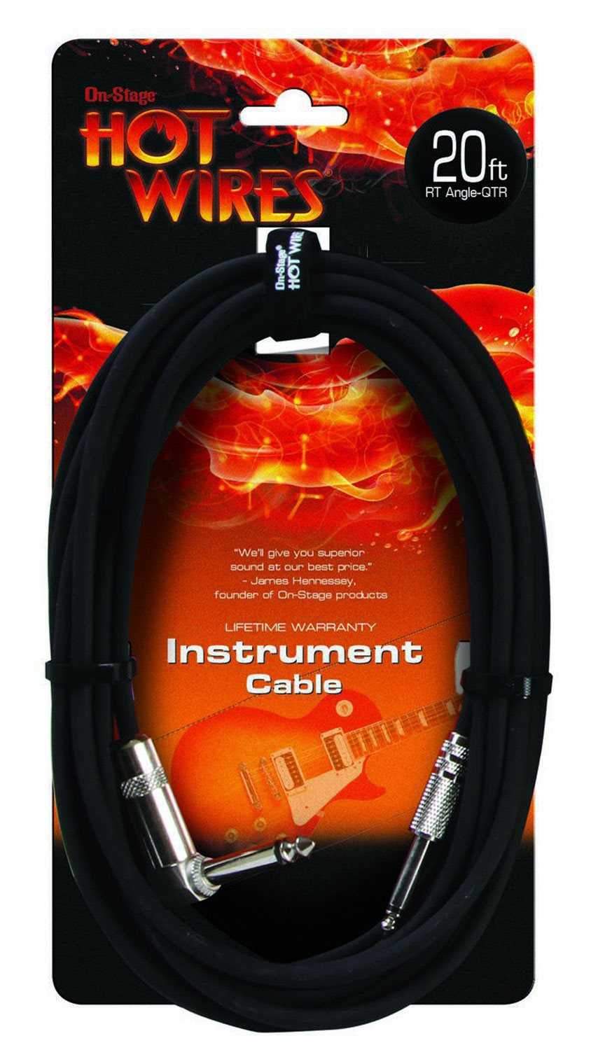 On Stage 20Ft Right Angle Instrument Cable