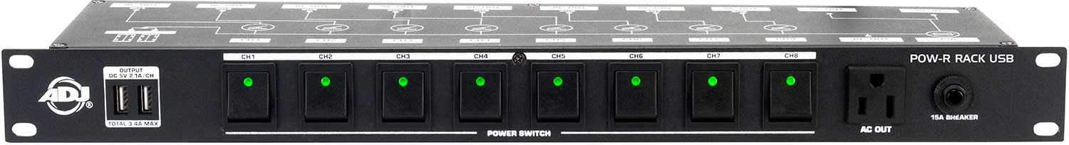 ADJ American DJ POW-R BAR RACK USB Rack Mount Power Center