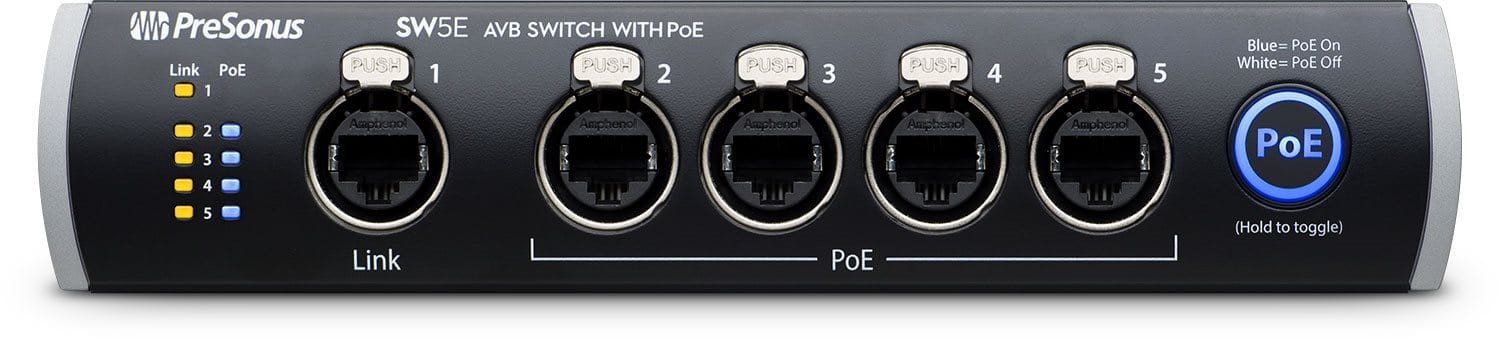 PreSonus SW5E 5-Port AVB Switch with PoE – Solotech