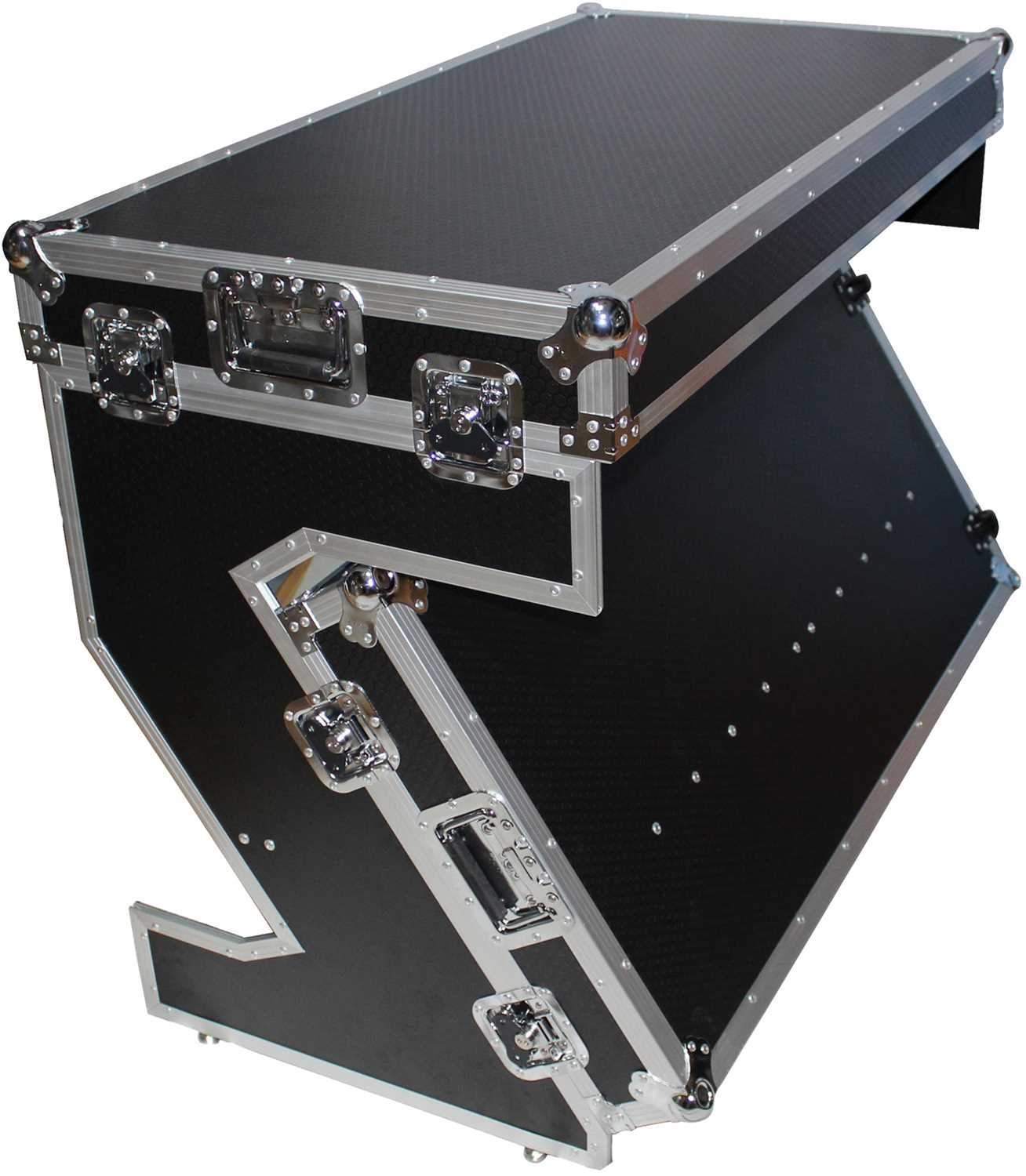 ProX Portable Z-Style DJ Table Flight Case Black on Chrome