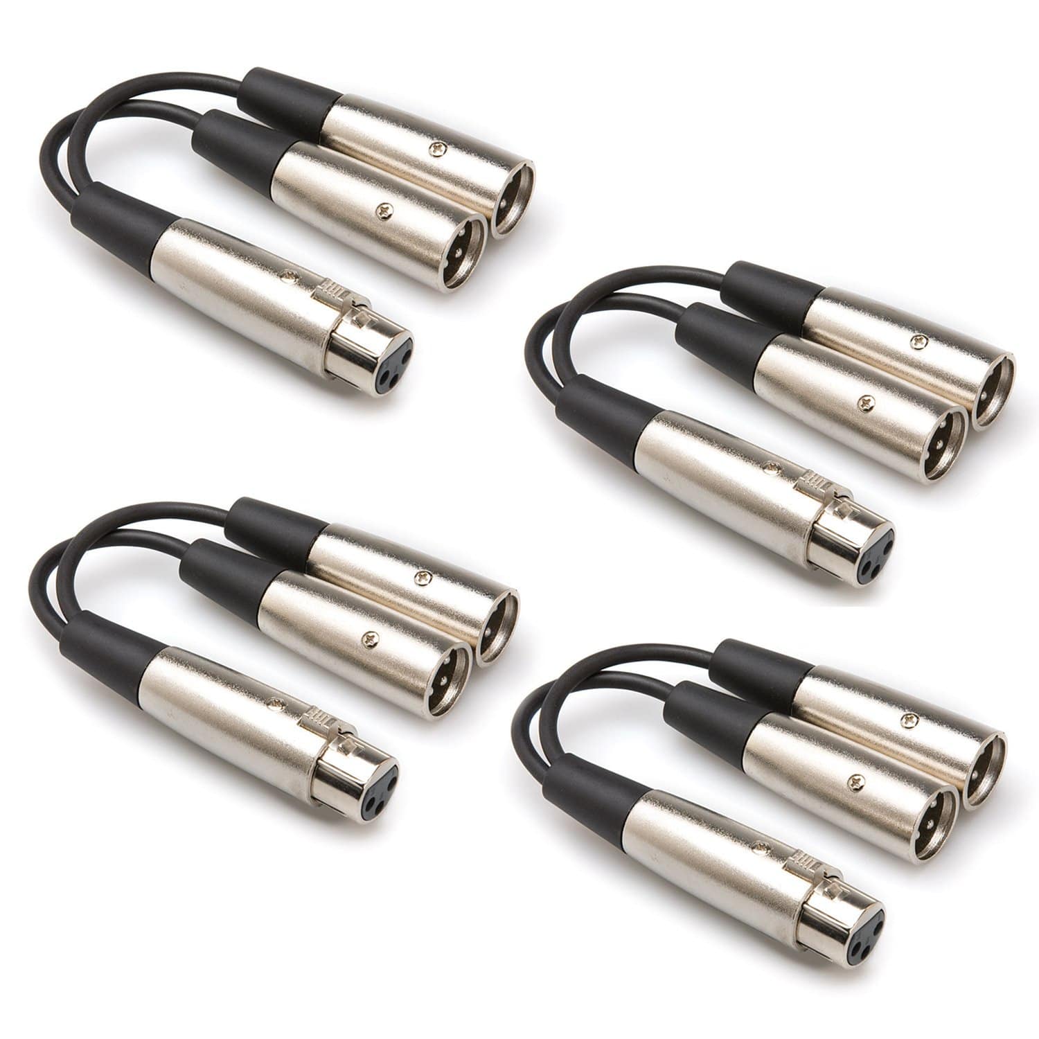 Hosa YXM-121 XLR Female to Dual XLR Male Y-Cable 4-Pack | Solotech